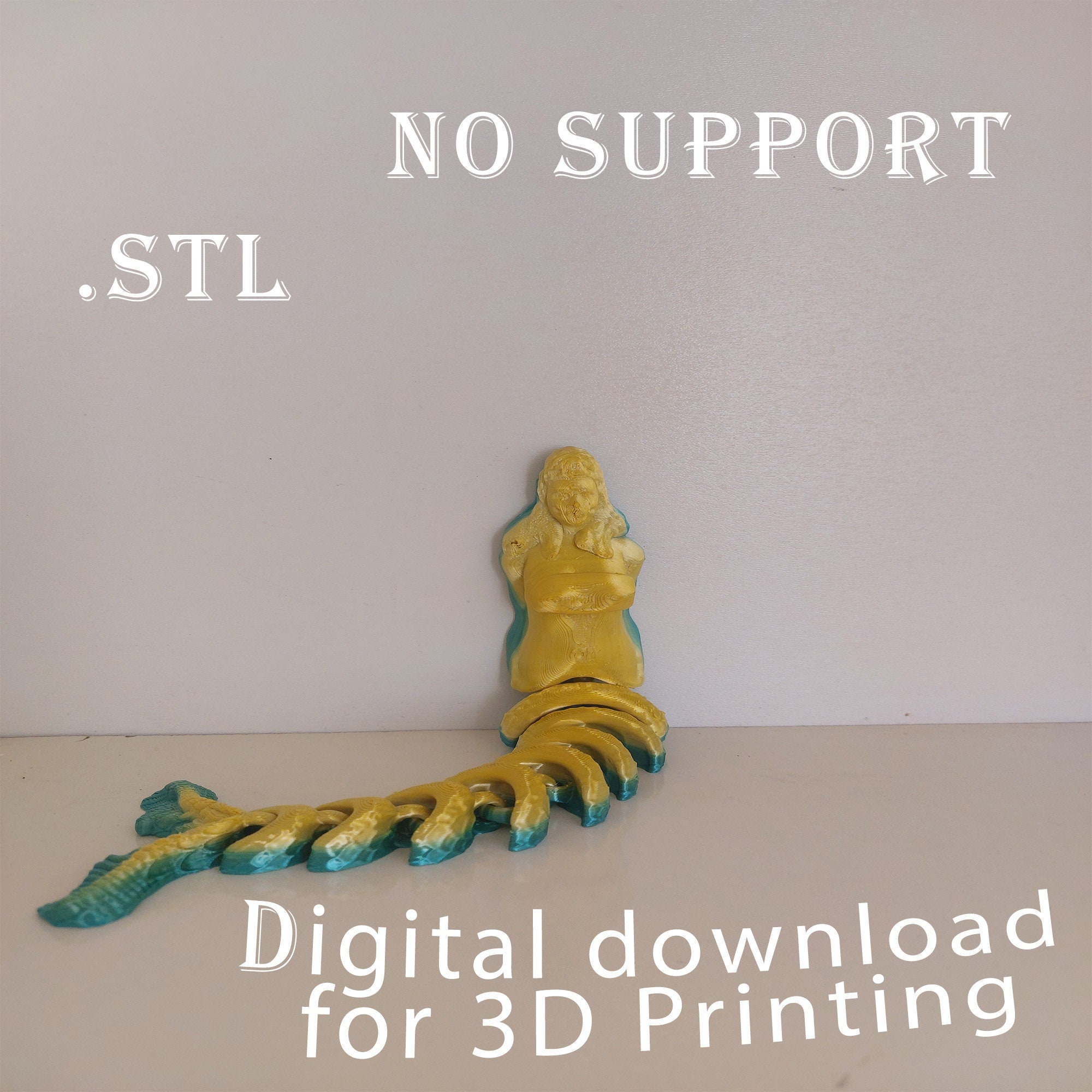 Mermaid STL Files, Cute Girl Model for 3D Printing, Articulated STL Figure, Mermaid Figure ...