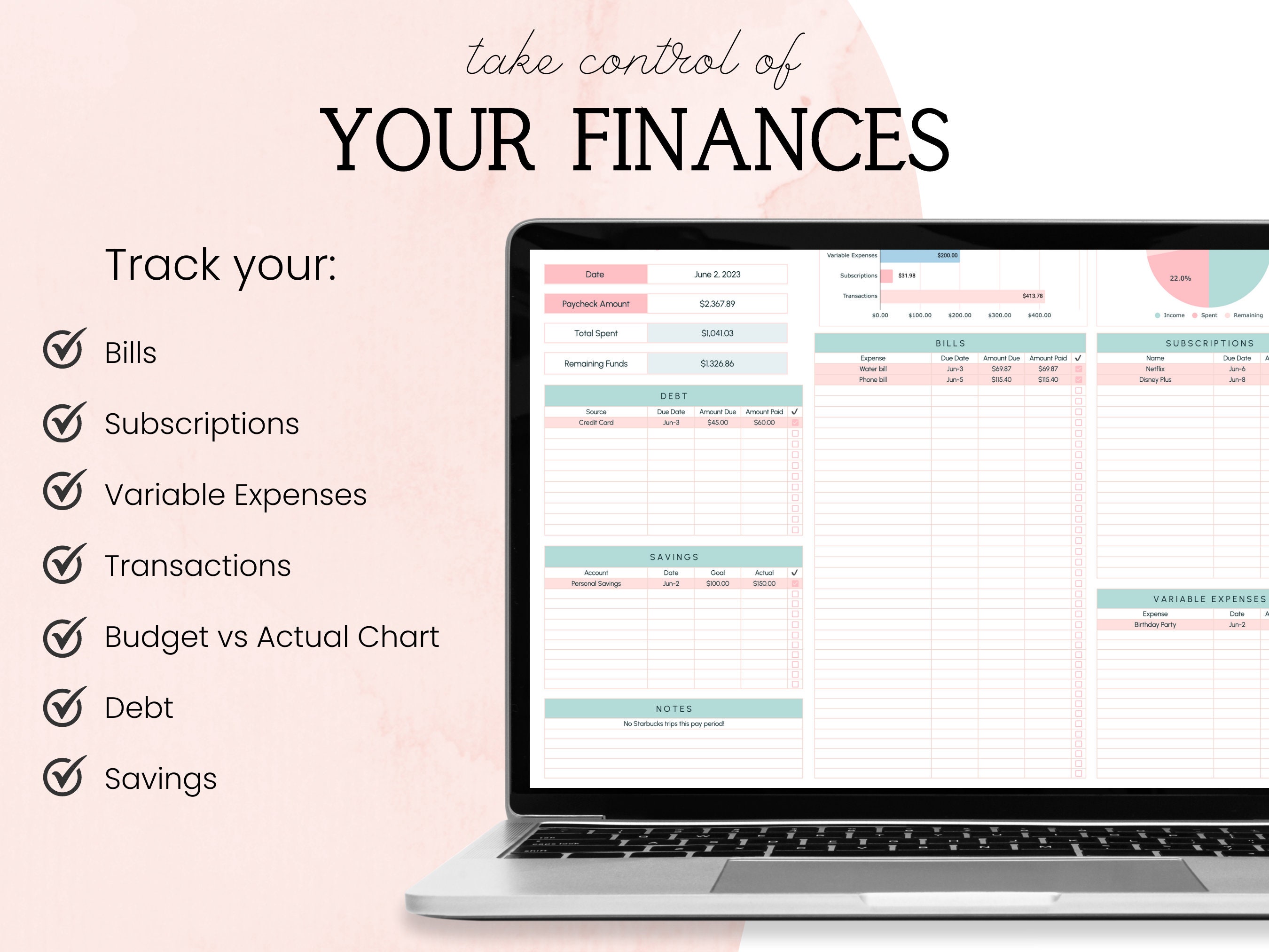 Paycheck Budget Spreadsheet: Bill Tracker, Finance Planner (digital ...