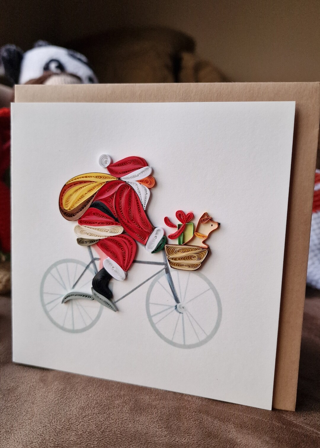 Merry Christmas Quilling Card Santa Clause is Coming on Bike - Etsy