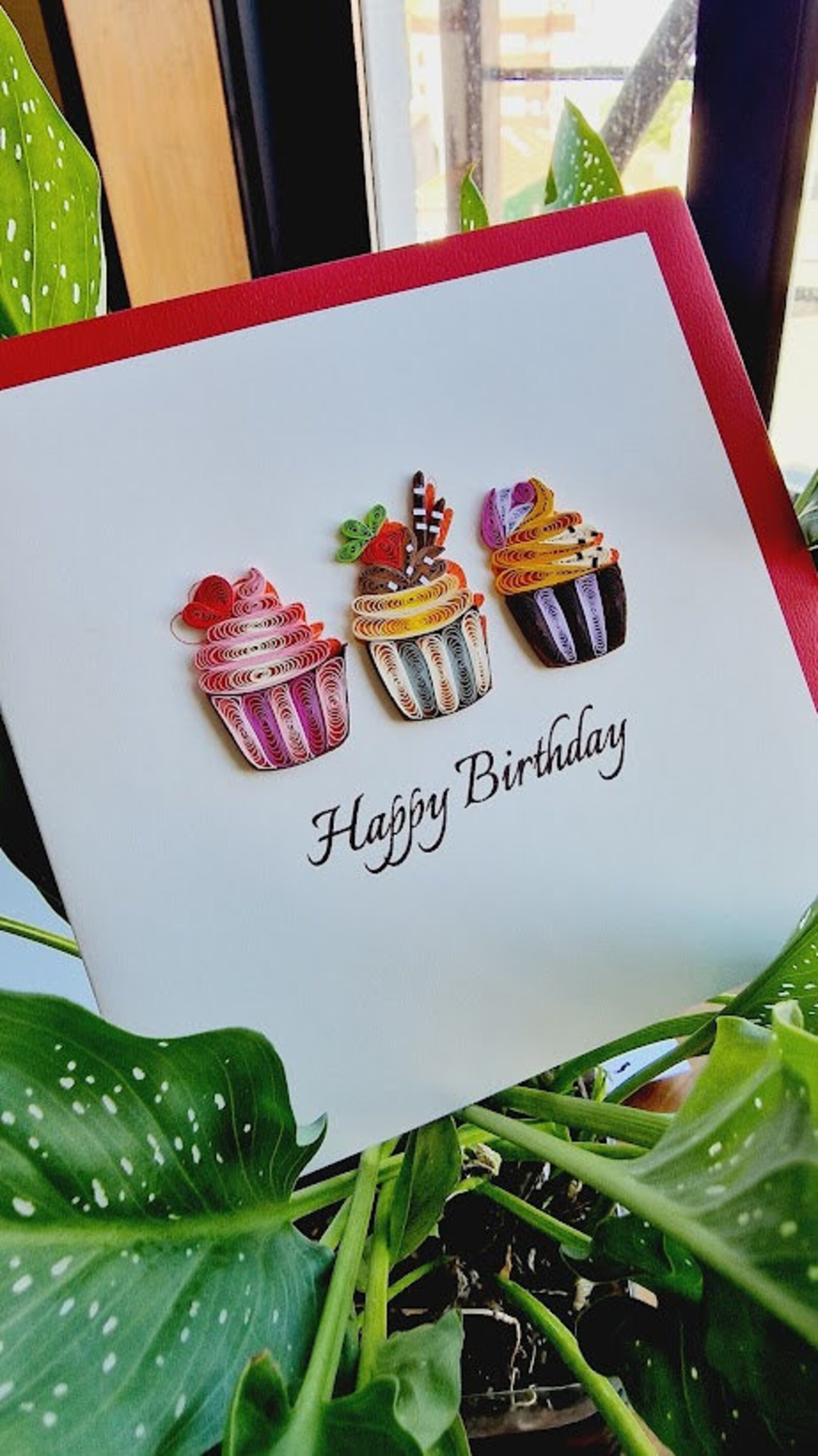 Quilling Greeting Card Happy Birthday Birthday Cupcakes V1 - Etsy