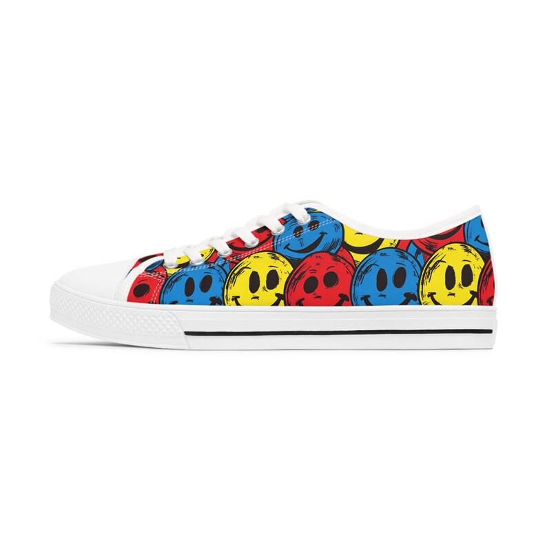 Canvas Sneakers, Smiley Face Pattern Women's Shoes, Happy Face Low Top ...