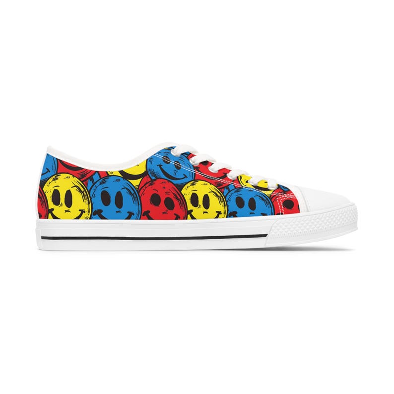 Canvas Sneakers, Smiley Face Pattern Women's Shoes, Happy Face Low Top ...