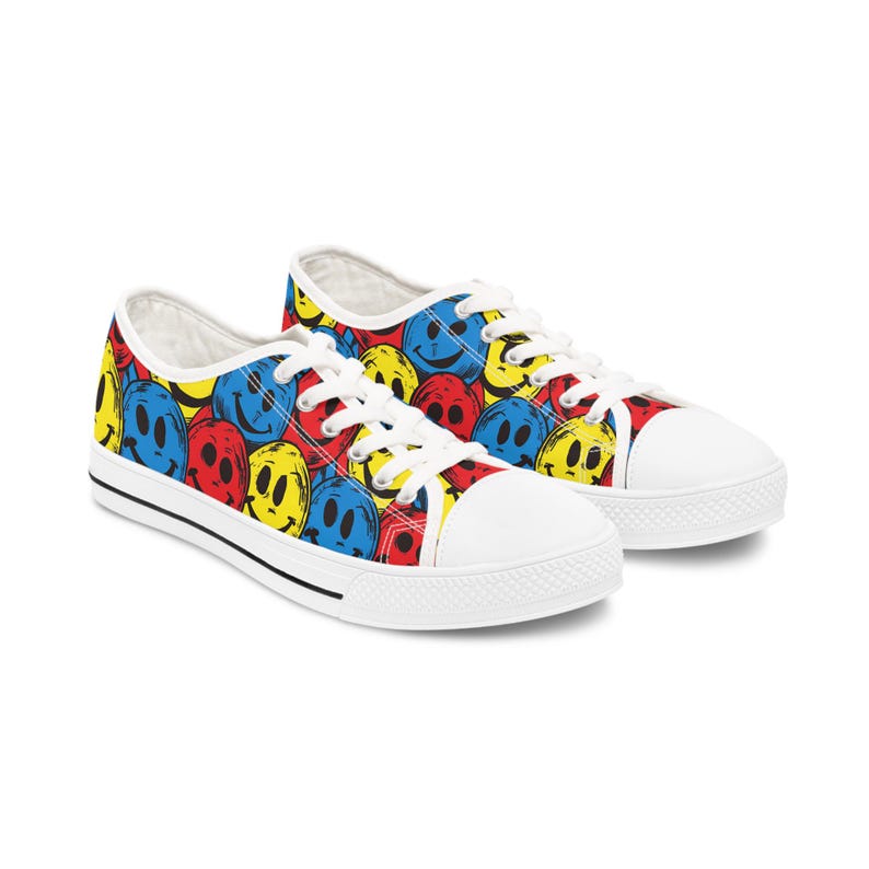 Canvas Sneakers, Smiley Face Pattern Women's Shoes, Happy Face Low Top ...