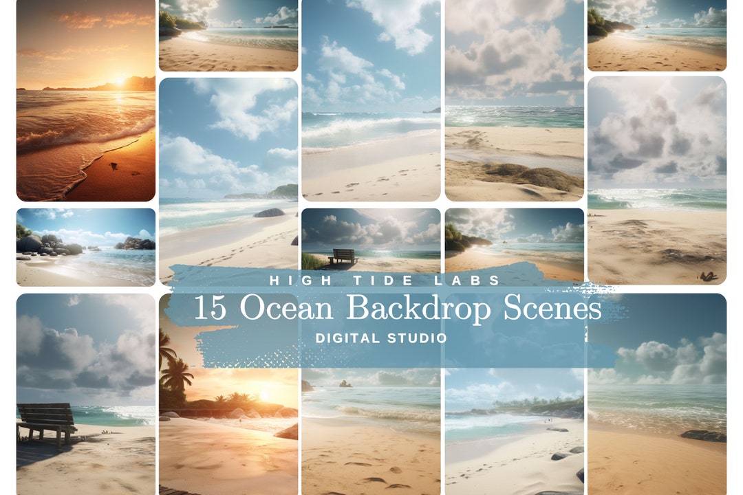 15 Ocean Scenery Digital Backdrops for Professional Photography, Studio ...