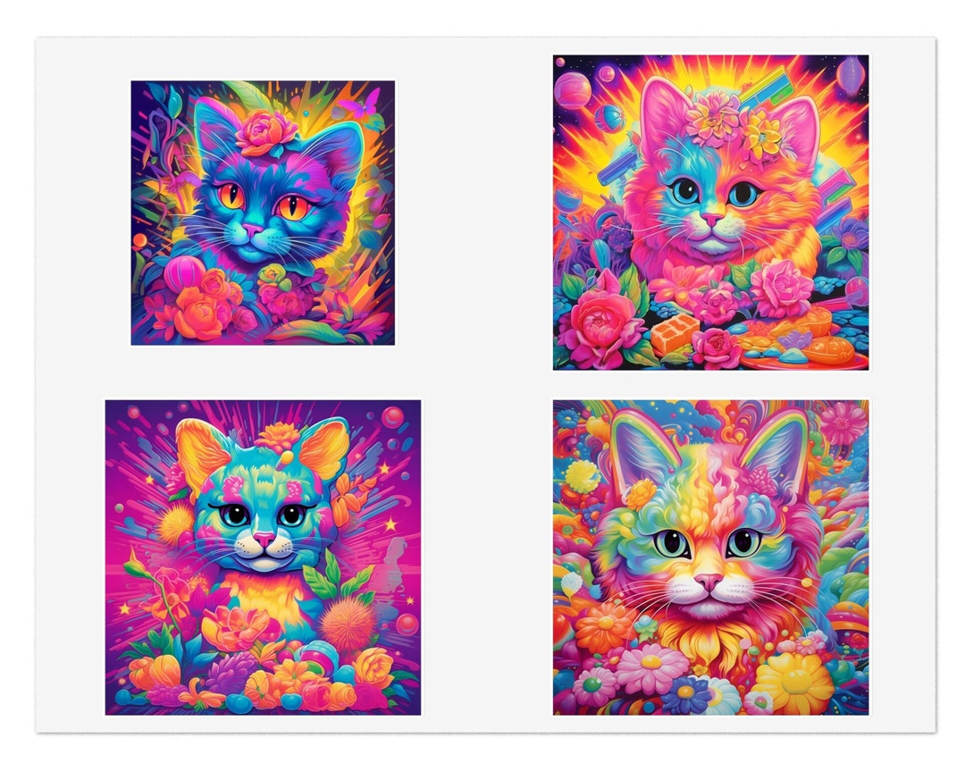 90's Retro Cat Sticker Sheets, Radical 90's Cat Sticker Pack - Vintage ...