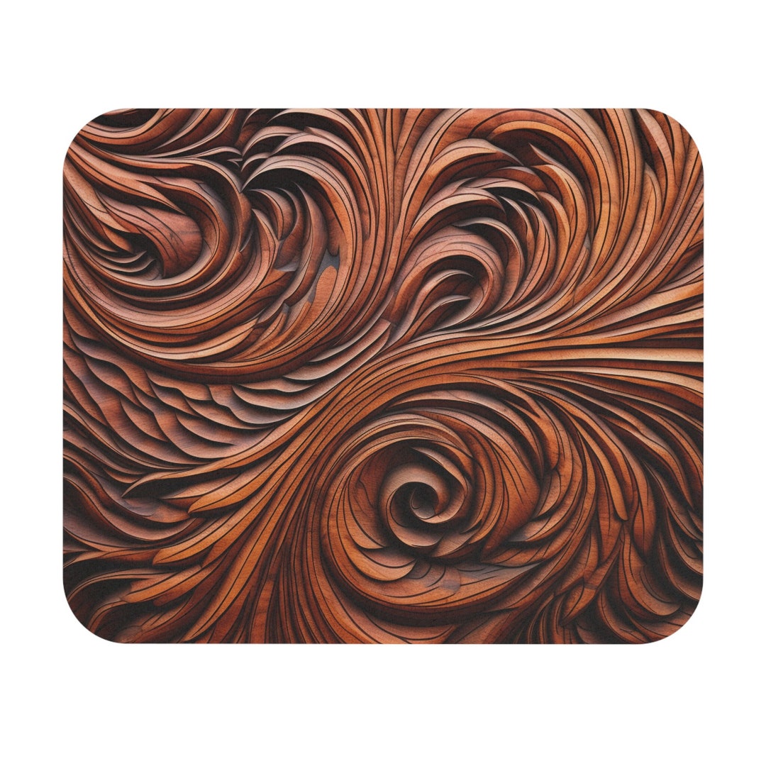 Wooden Texture Mousepad, Gift, Home Office, Carved Wood Print, Vintage ...