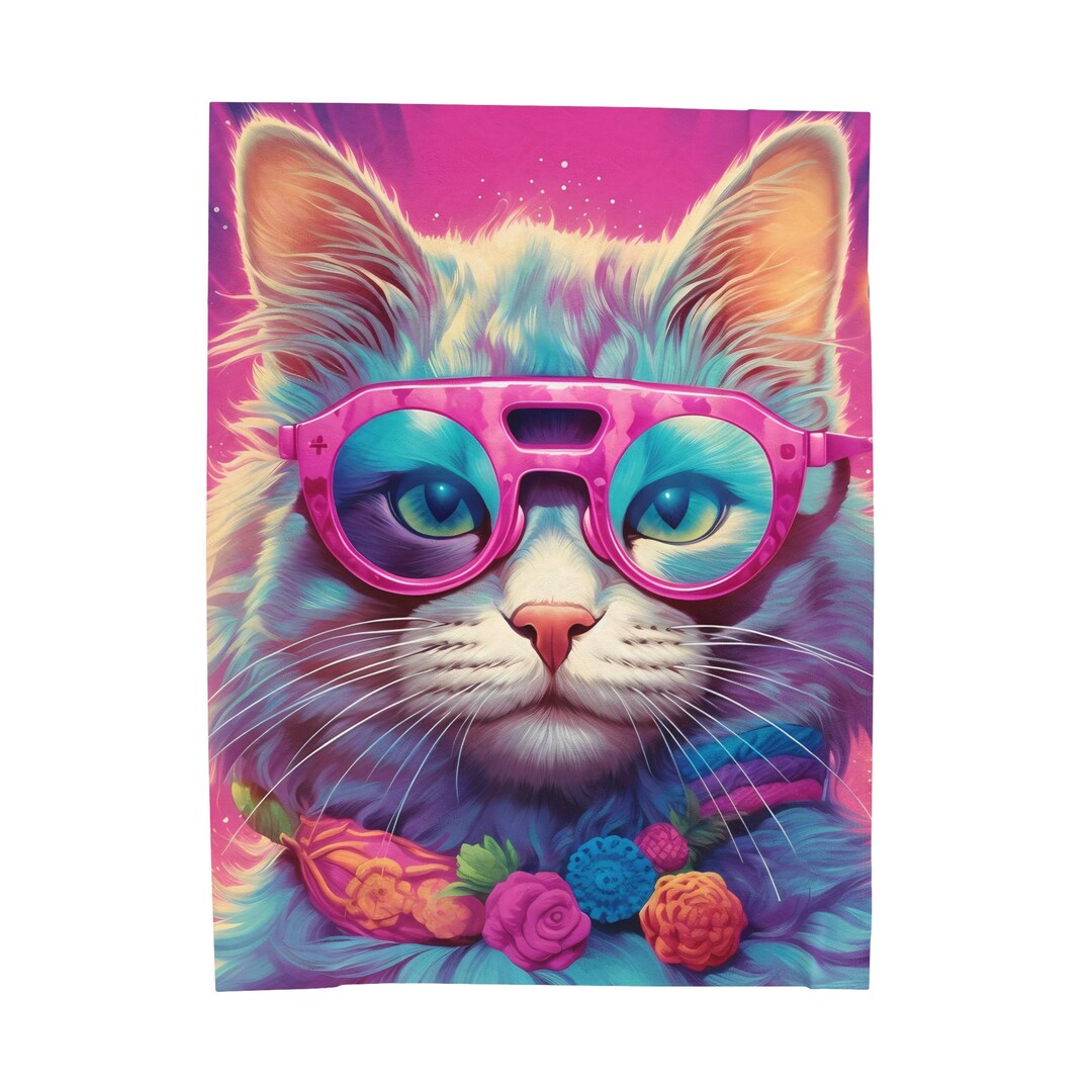 90's Cat Blanket, Gift Whiskers and Vintage Vibes: Retro Cat Blanket ...