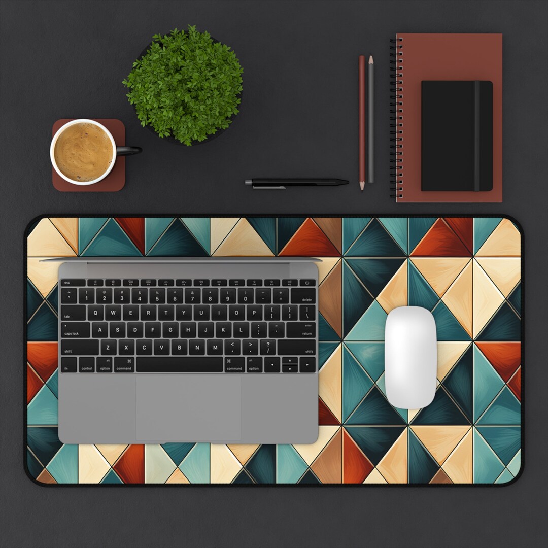 Retro-inspired Shapes Desk Mat - Vintage Desk Decor, Industrial Shapes ...