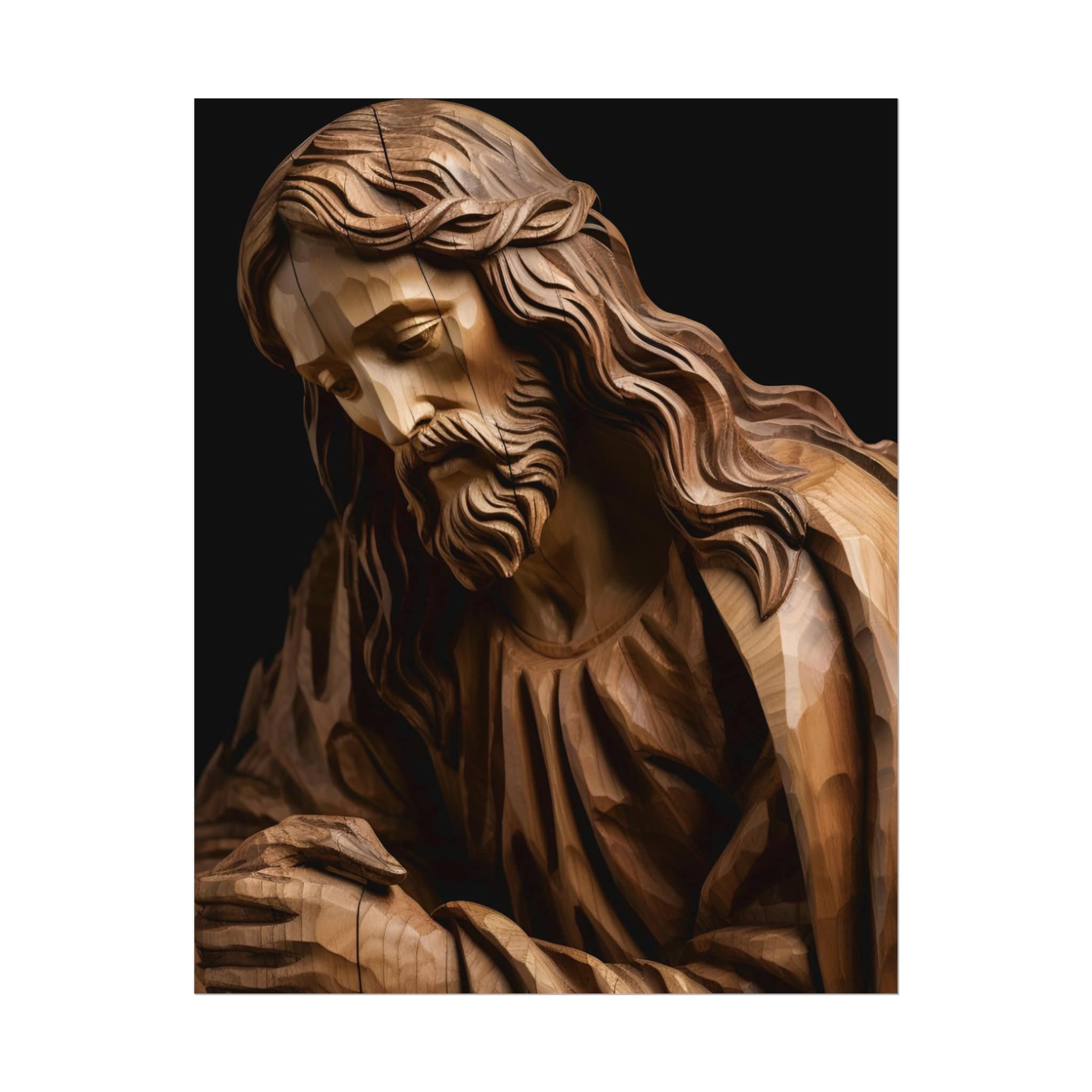 Divine Wood Carving of Christ Christian Wall Decoration Rolled Poster ...