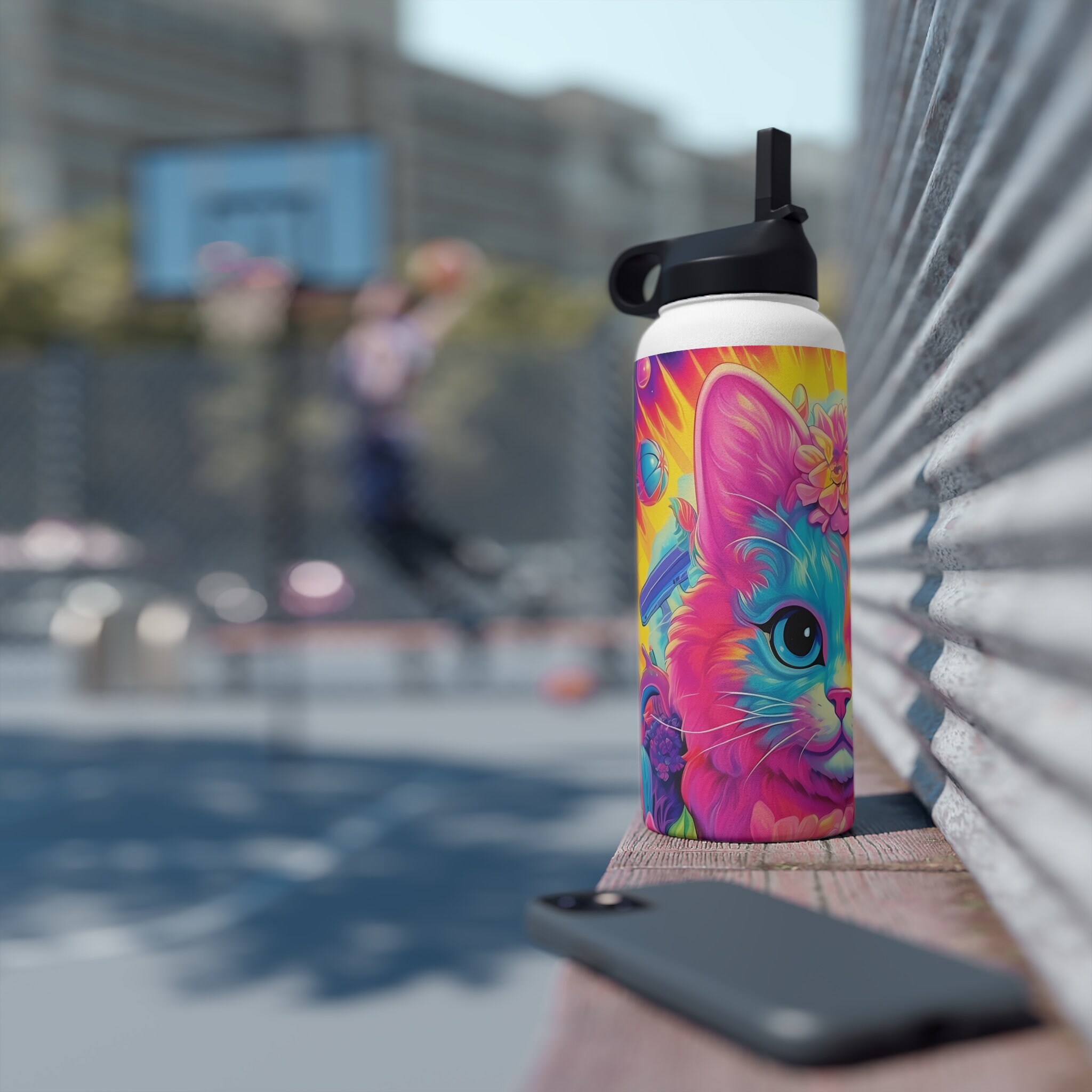 Retro Cat 90s Water Bottle-blast From the Past: Retro 90s-inspired ...