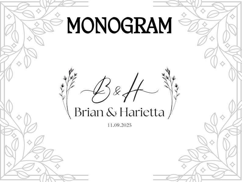 Personalised Monogram Printable Wedding Cards, Custom Initials & Full ...