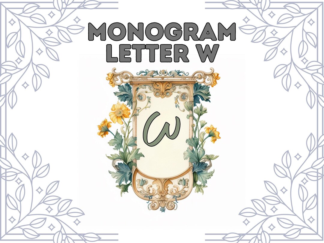 Digital Monogram Letter W PNG + SVG, Monogram Design Download, W ...