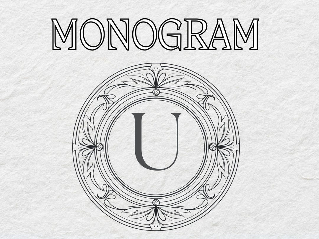 Monogram U Premade Monogram Digital Download, Personalized Monogram Art ...