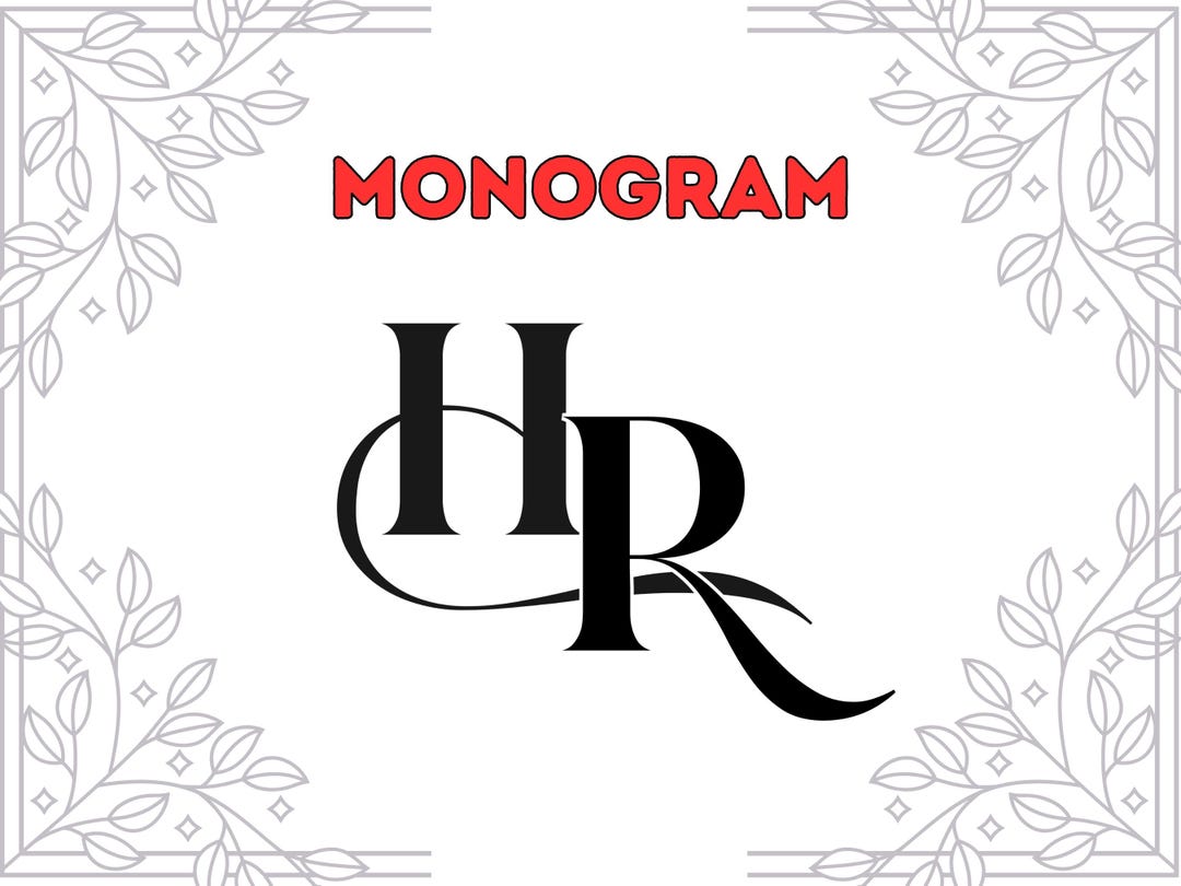 Monogram HR Digital Download, Custom Monogram Art With HR Initials for ...
