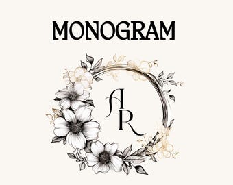 Monogram AR Digital Download, Custom Monogram Art With AR Initials for ...