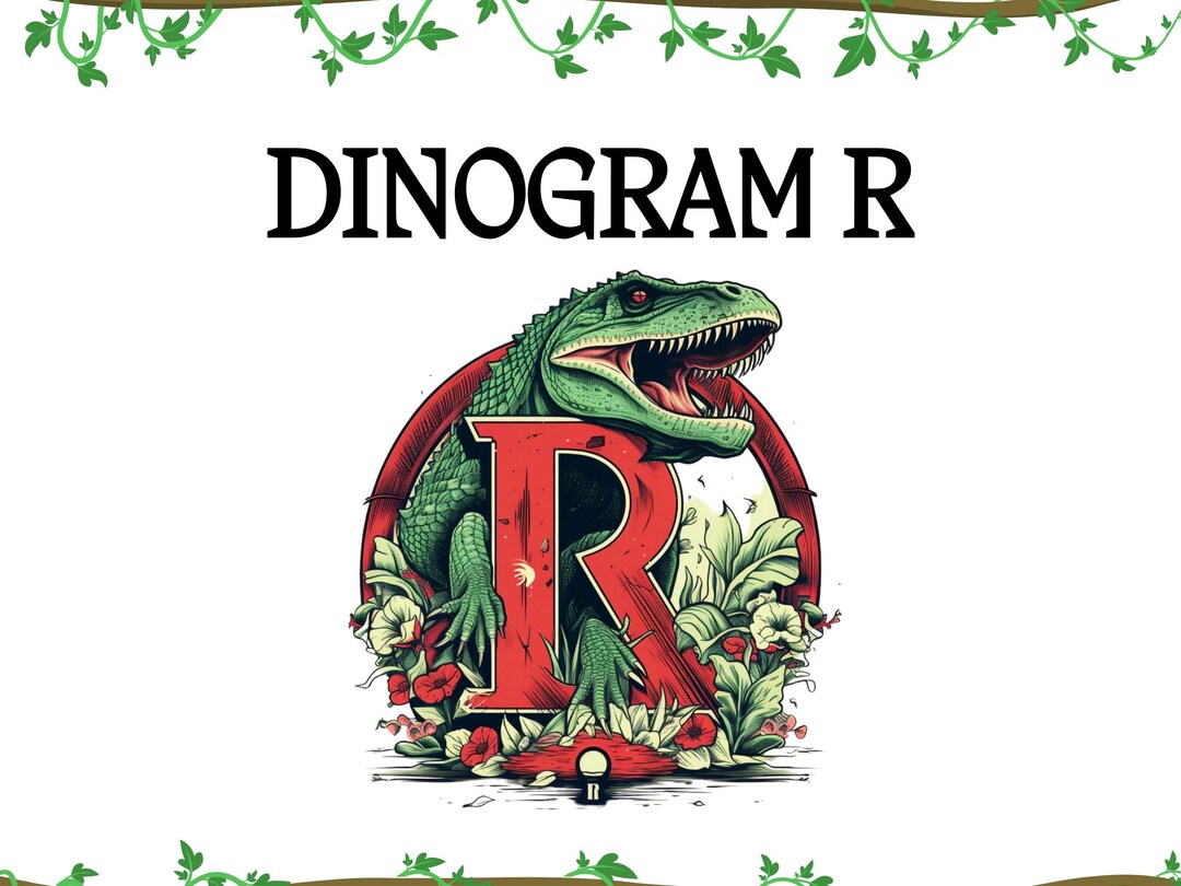 Letter R Dinosaur Monogram SVG Instant Download, Dinosaur Alphabet ...