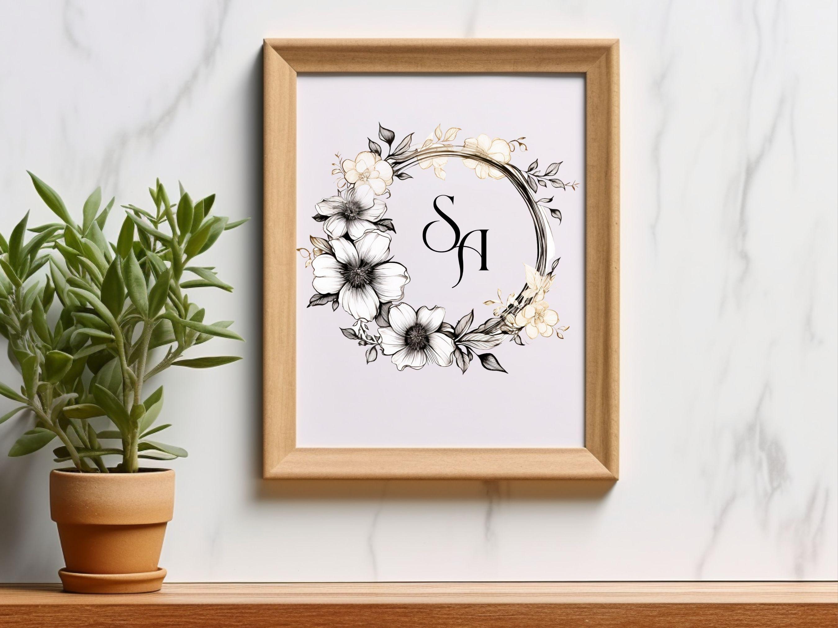 Monogram SA Digital Download, Custom Monogram Art With SA Initials for ...