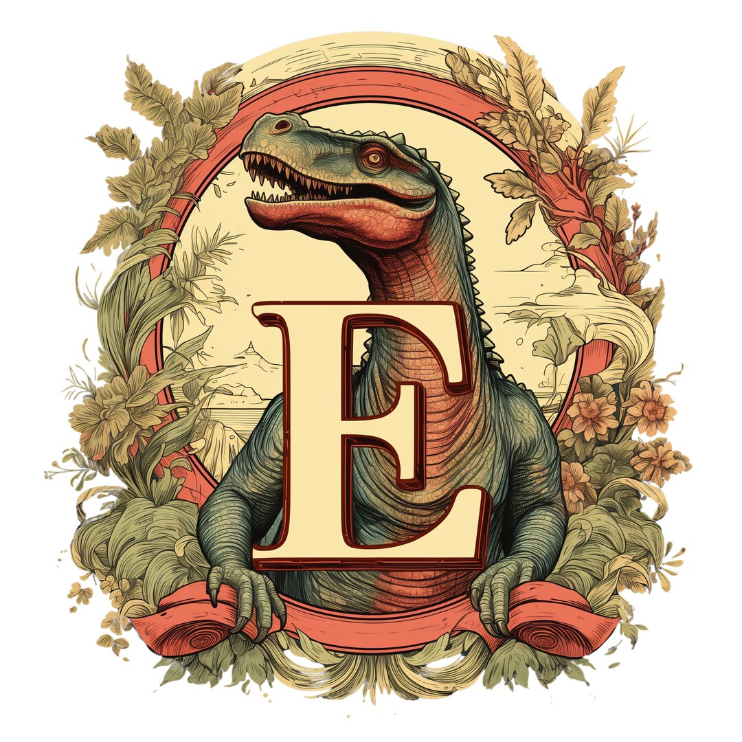 Letter E Dinosaur Monogram SVG Instant Download, Dinosaur Alphabet ...