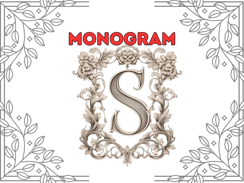 Monogram SVG Letter S, Instant Download, High-quality SVG & PNG for ...