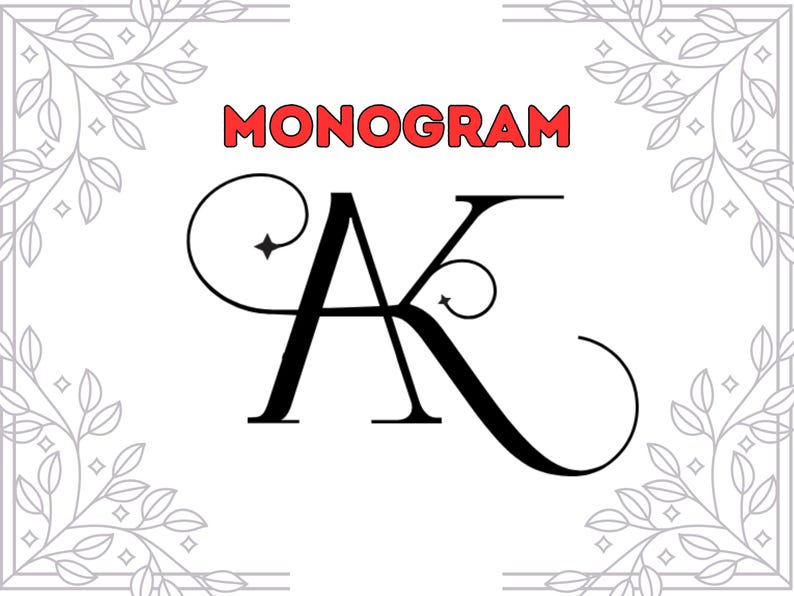 Monogram AK Digital Download, Custom Monogram Art With AK Initials for ...