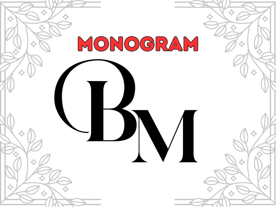Monogram BM Digital Download, Customizable Monogram Art With BM ...