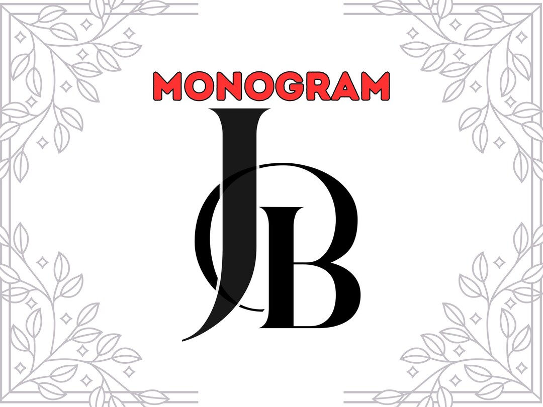 Monogram JB Digital Download, Custom Monogram Art With JB Initials for ...