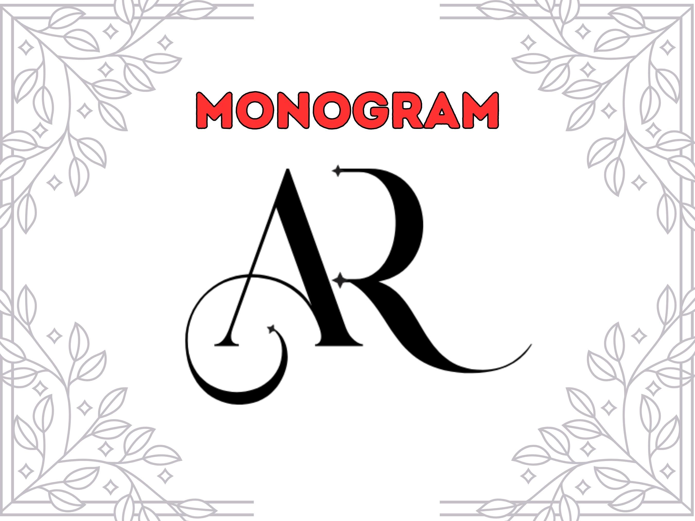 Monogram AR Digital Download, Custom Monogram Art With AR Initials for ...