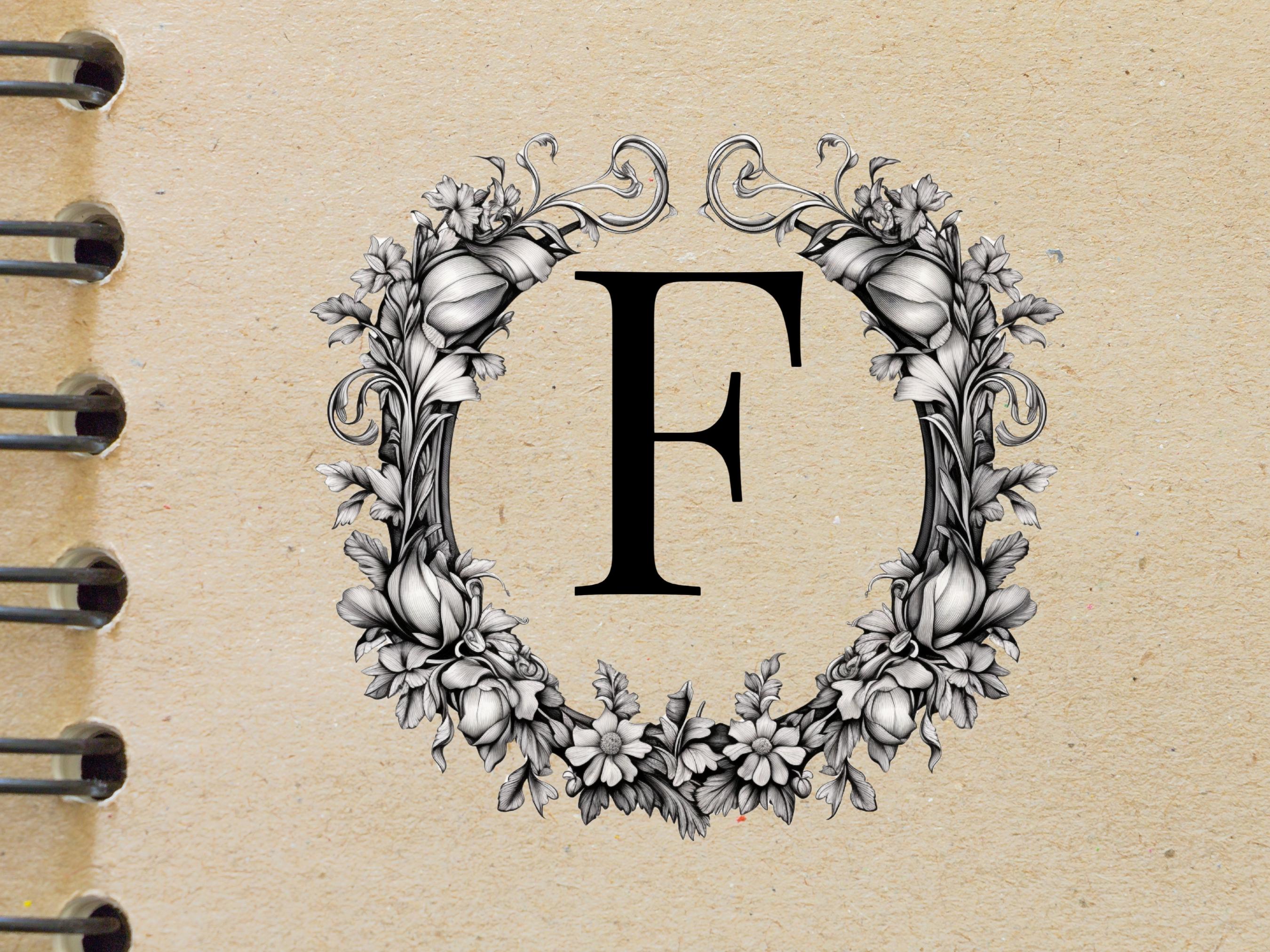 Monogram Letter F Digital Download, Printable Wall Art Decor, Instant ...