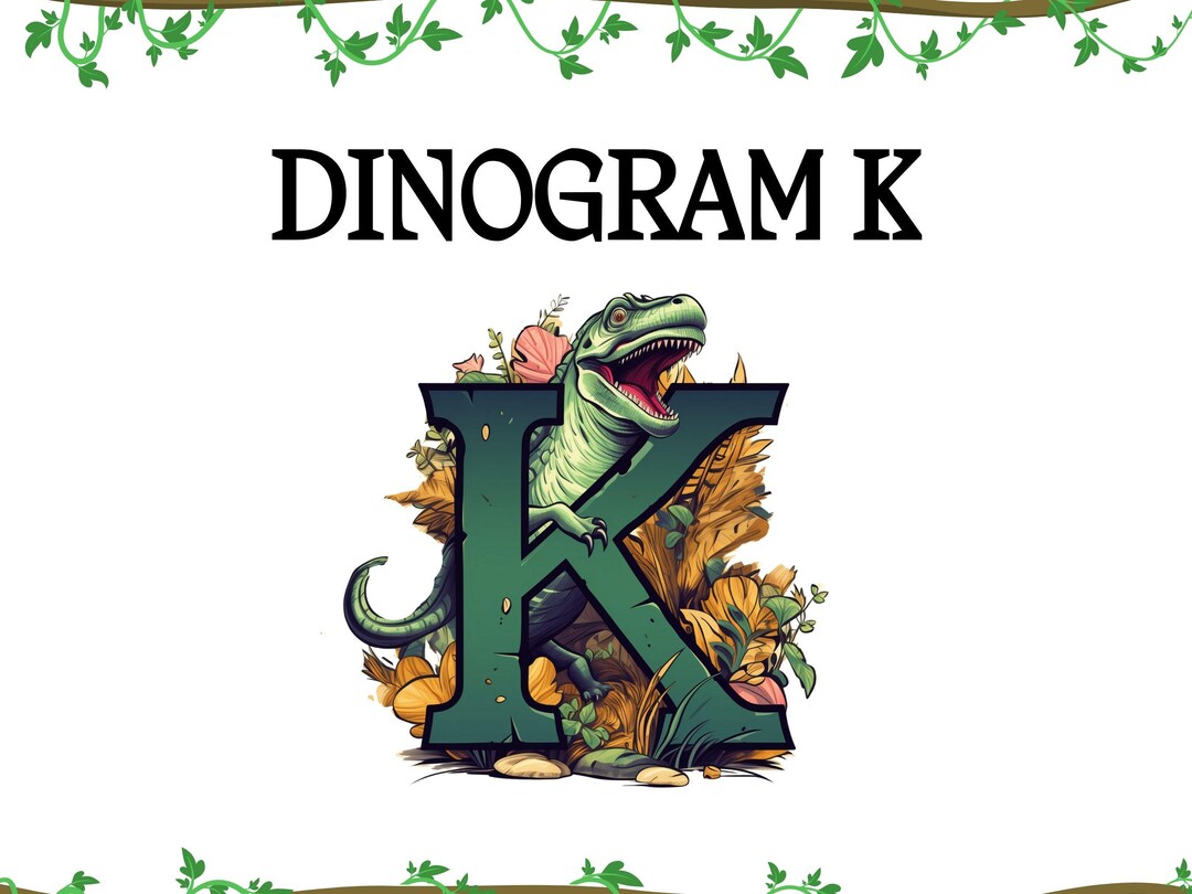 Letter K Dinosaur Monogram SVG Instant Download, Dinosaur Alphabet ...