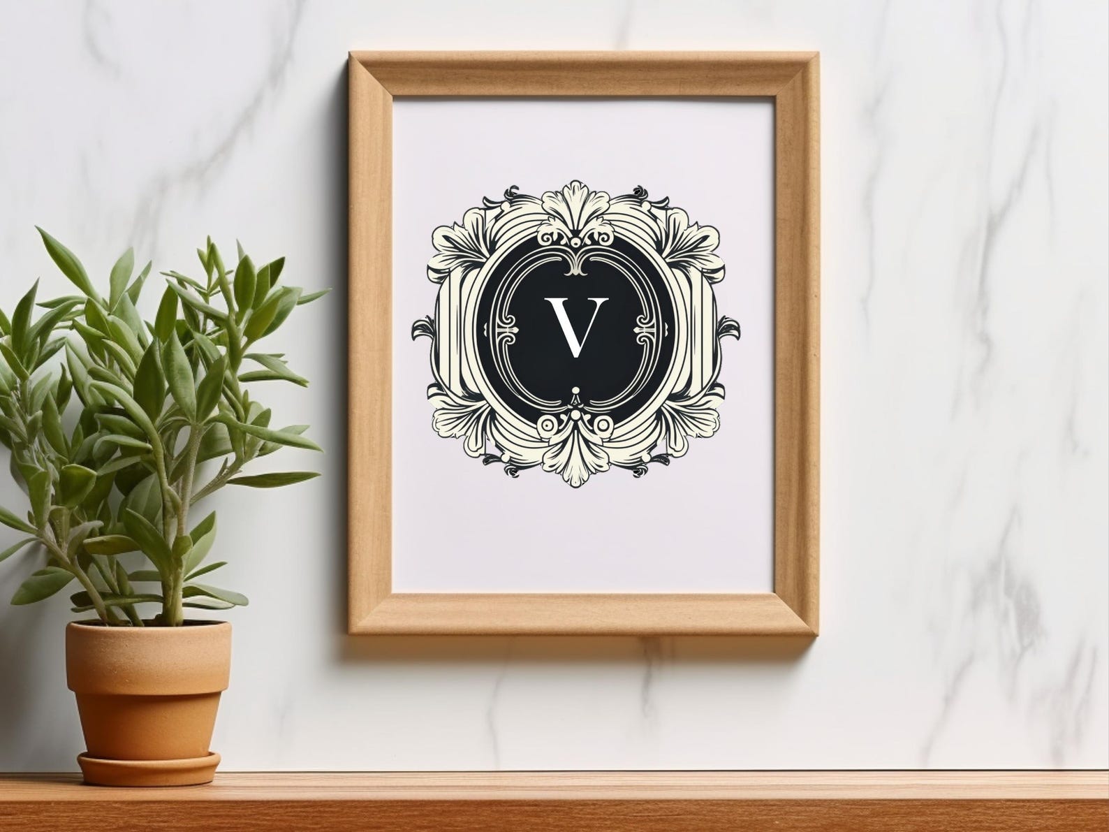 Digital Monogram Letter V Digital SVG, Monogram Design Download ...