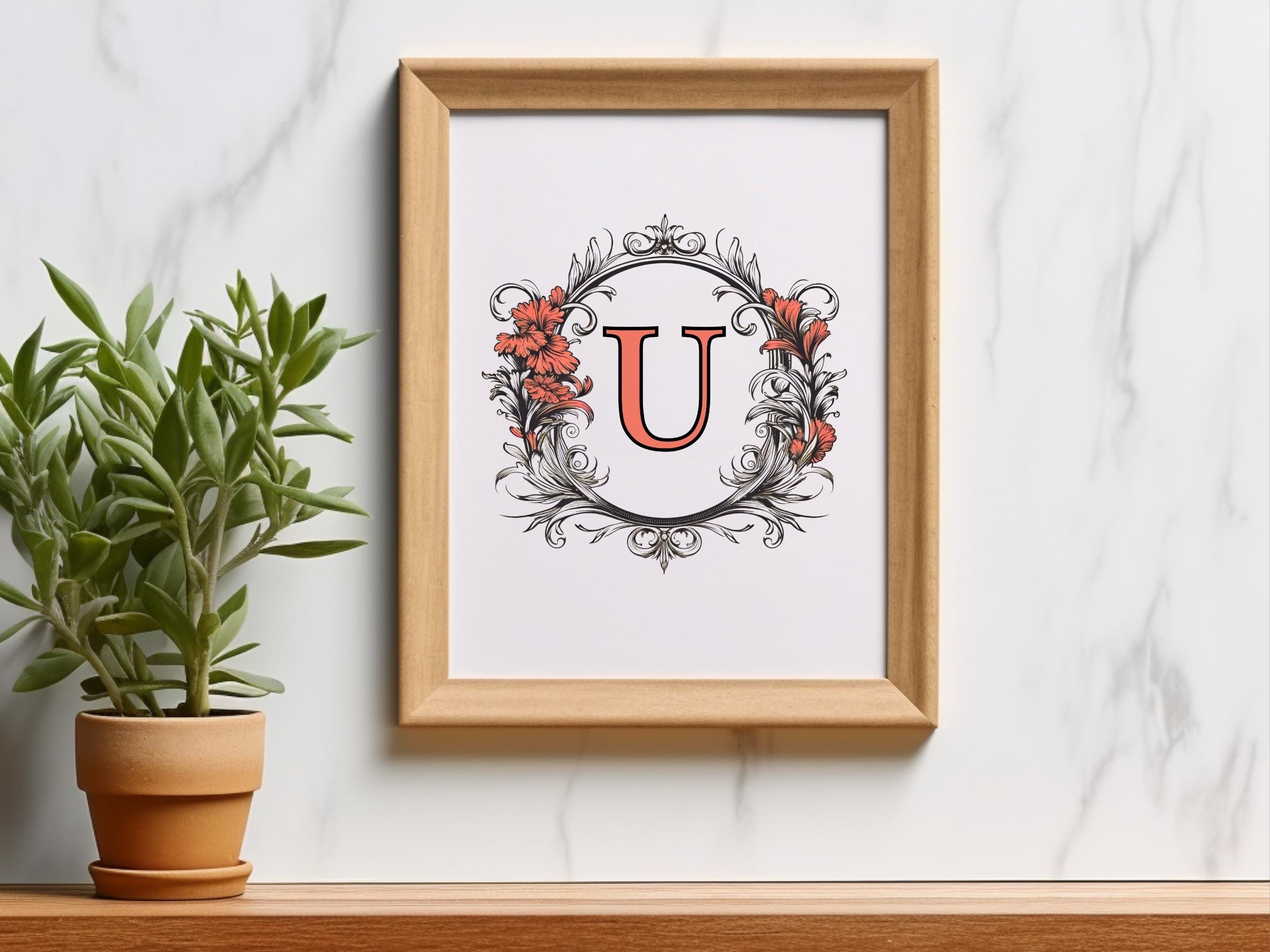 Monogram Letter U Digital Download Personalized Wall Art, Custom ...