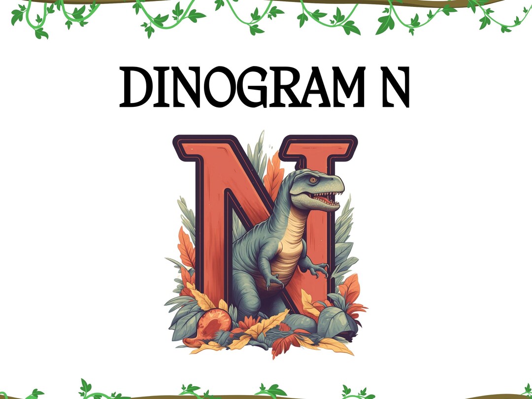 Letter N Dinosaur Monogram SVG Instant Download, Dinosaur Alphabet ...