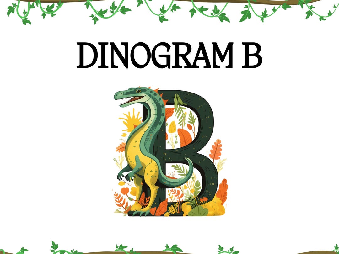 Letter B Dinosaur Monogram SVG Instant Download, Dinosaur Alphabet ...