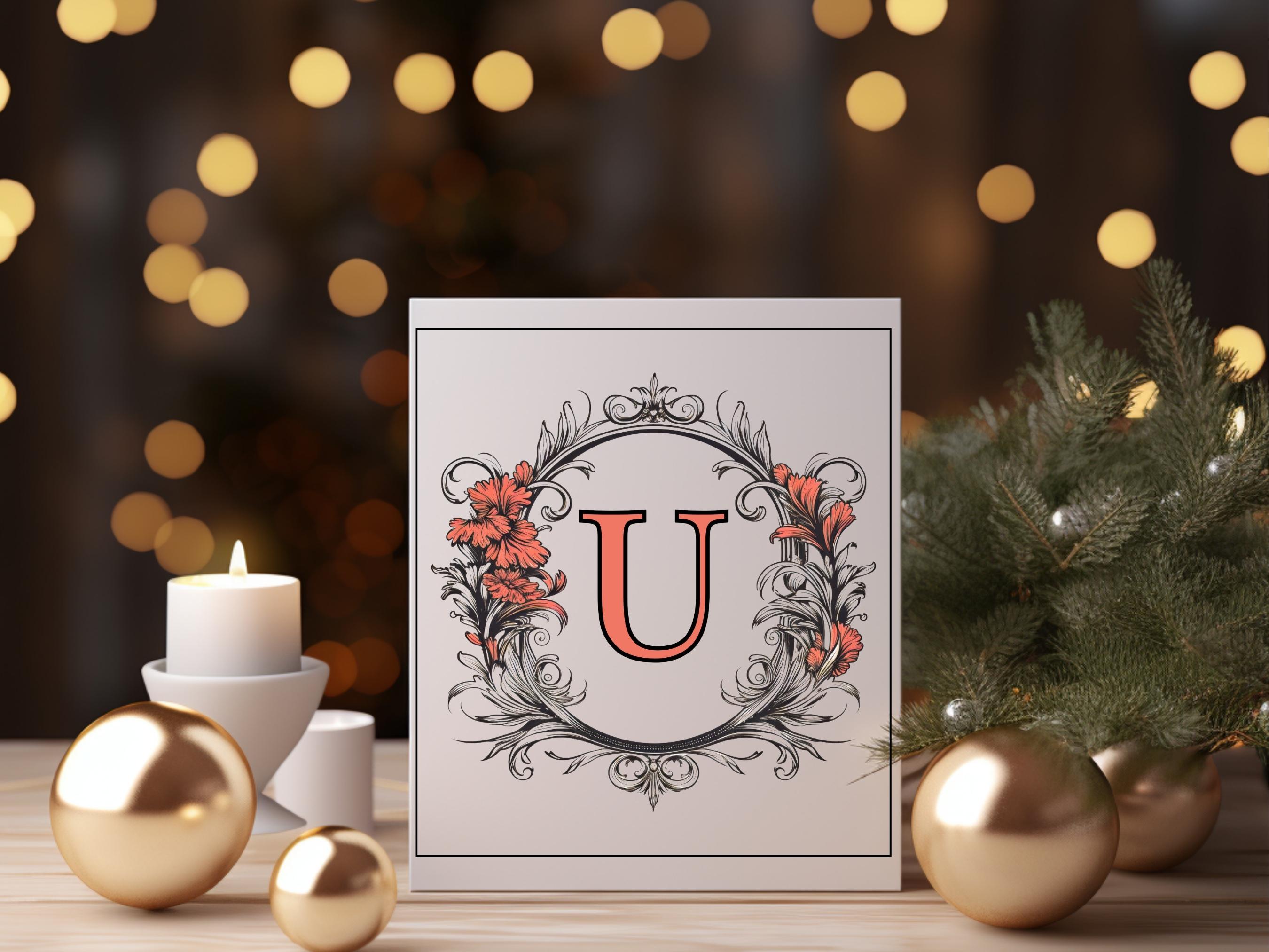 Monogram Letter U Digital Download Personalized Wall Art, Custom ...