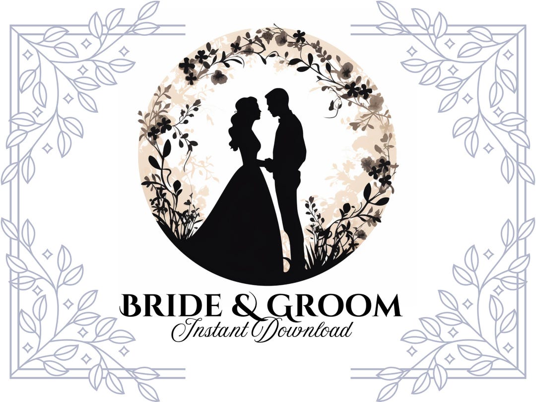 Bride and Groom Wedding Silhouette, Digital Download Clipart for Just ...