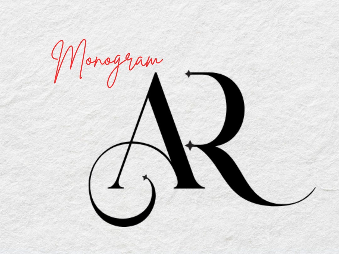 Monogram AR Digital Download, Custom Monogram Art With AR Initials for ...
