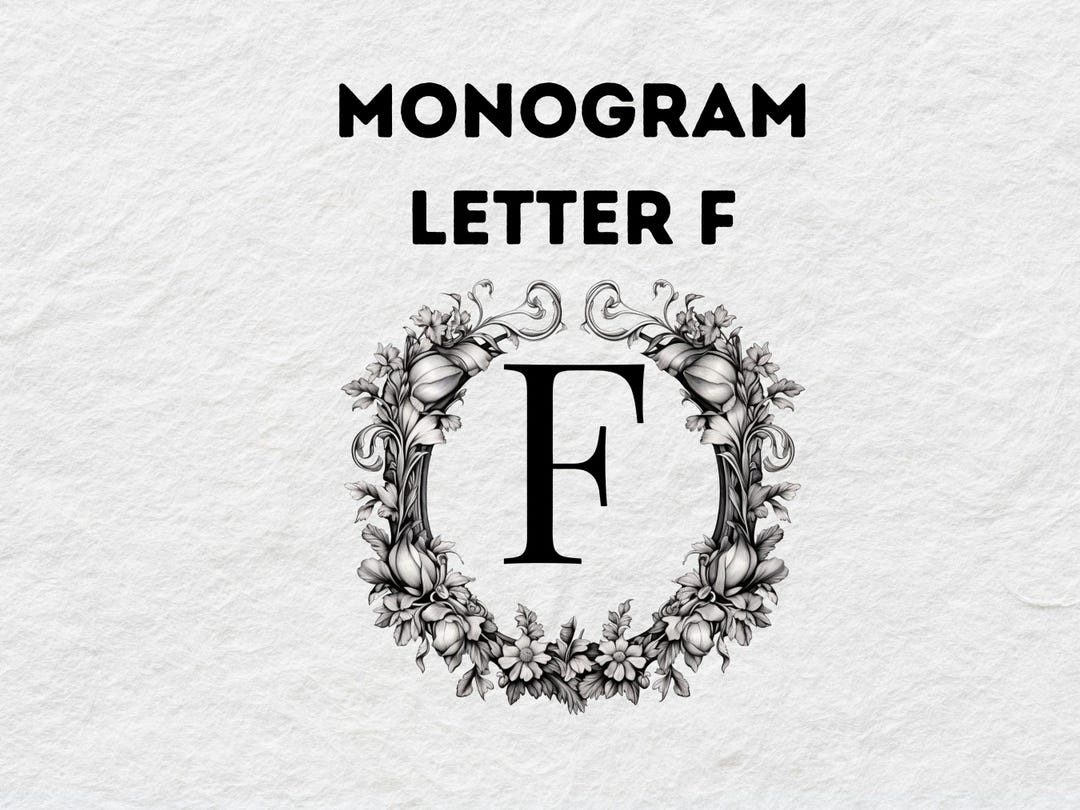 Monogram Letter F Digital Download, Printable Wall Art Decor, Instant ...