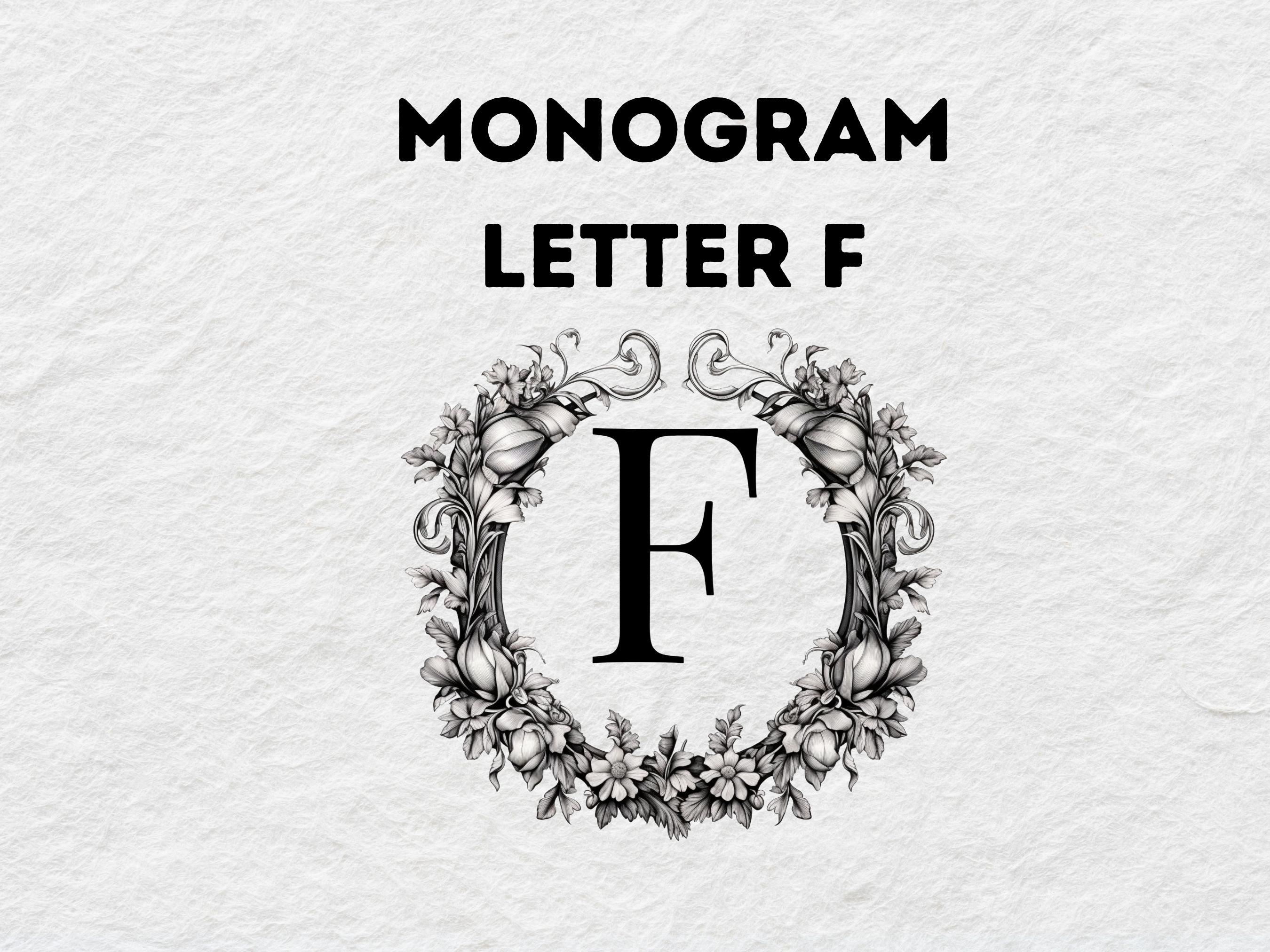 Monogram Letter F Digital Download, Printable Wall Art Decor, Instant ...