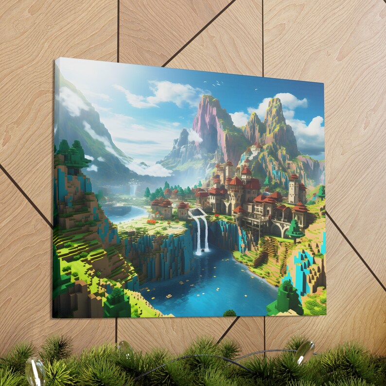 Canvas Gallery Wraps, Pixelated World - Etsy