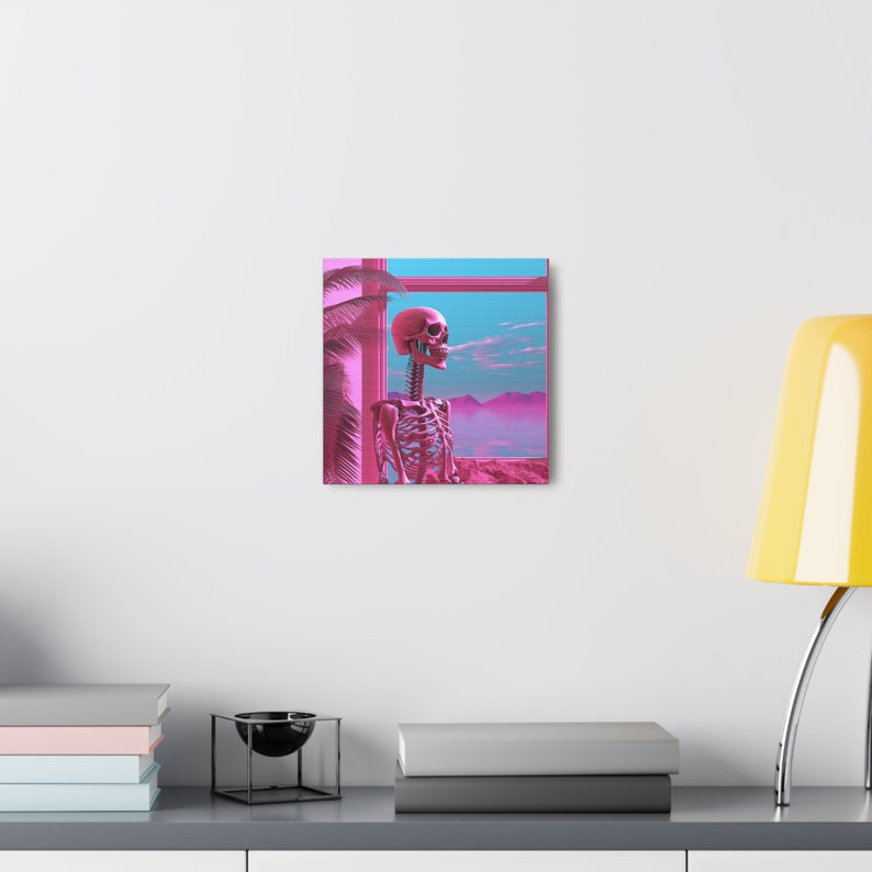 Canvas Gallery Wraps, Pigeoncore Paradise: Vaporwave Skeleton Vibes - Etsy