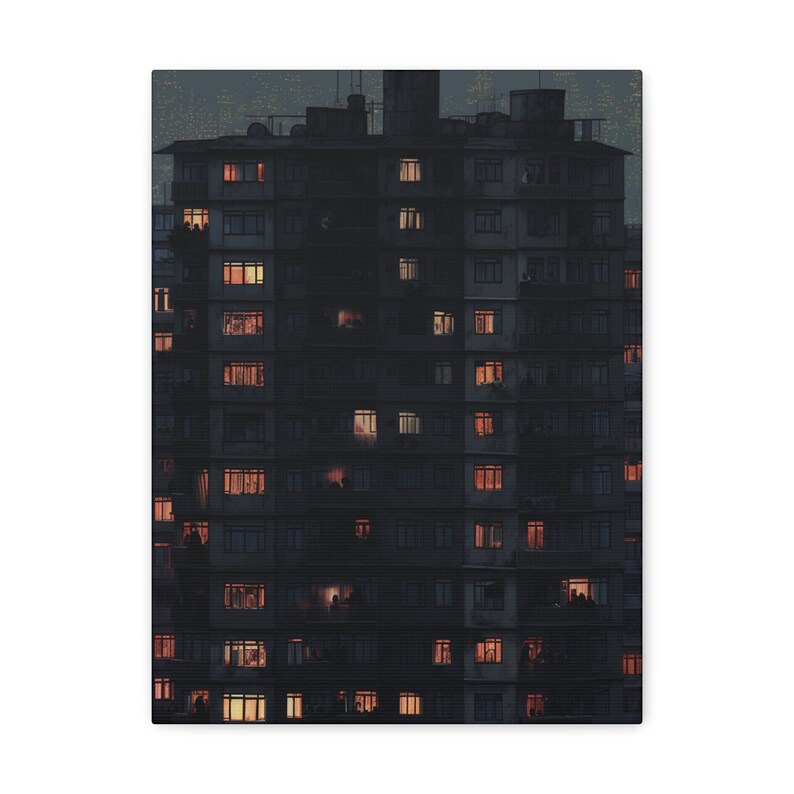Canvas Gallery Wrapsurban Gaze: Chiaroscuro Windows in Rural City - Etsy