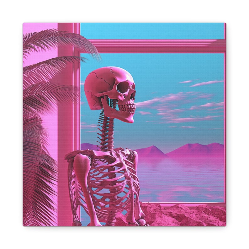 Canvas Gallery Wraps, Pigeoncore Paradise: Vaporwave Skeleton Vibes - Etsy