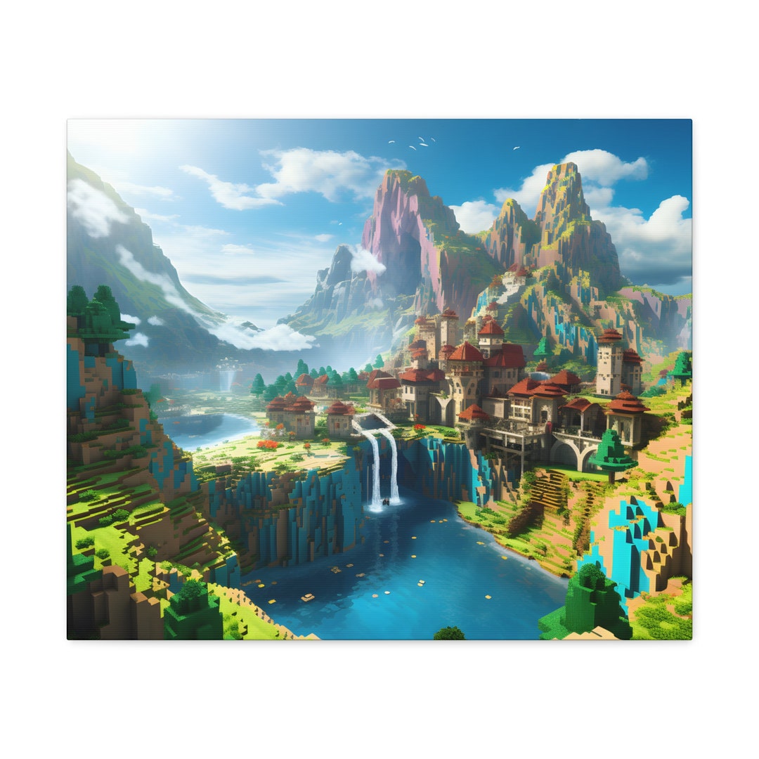 Canvas Gallery Wraps, Pixelated World - Etsy