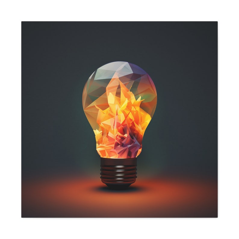 Canvas Gallery Wraps, Low Poly Brilliance: Bulb Illumination in Art - Etsy