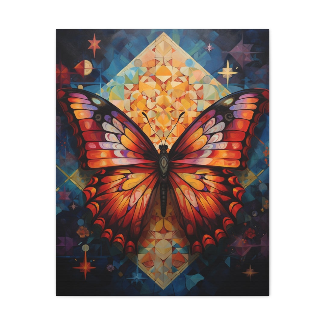 Canvas Gallery Wraps, Abstract Geometry Takes Flight: Butterfly Lights ...