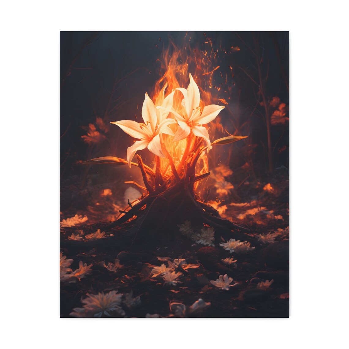 Canvas Gallery Wraps Fiery Bloom - Etsy