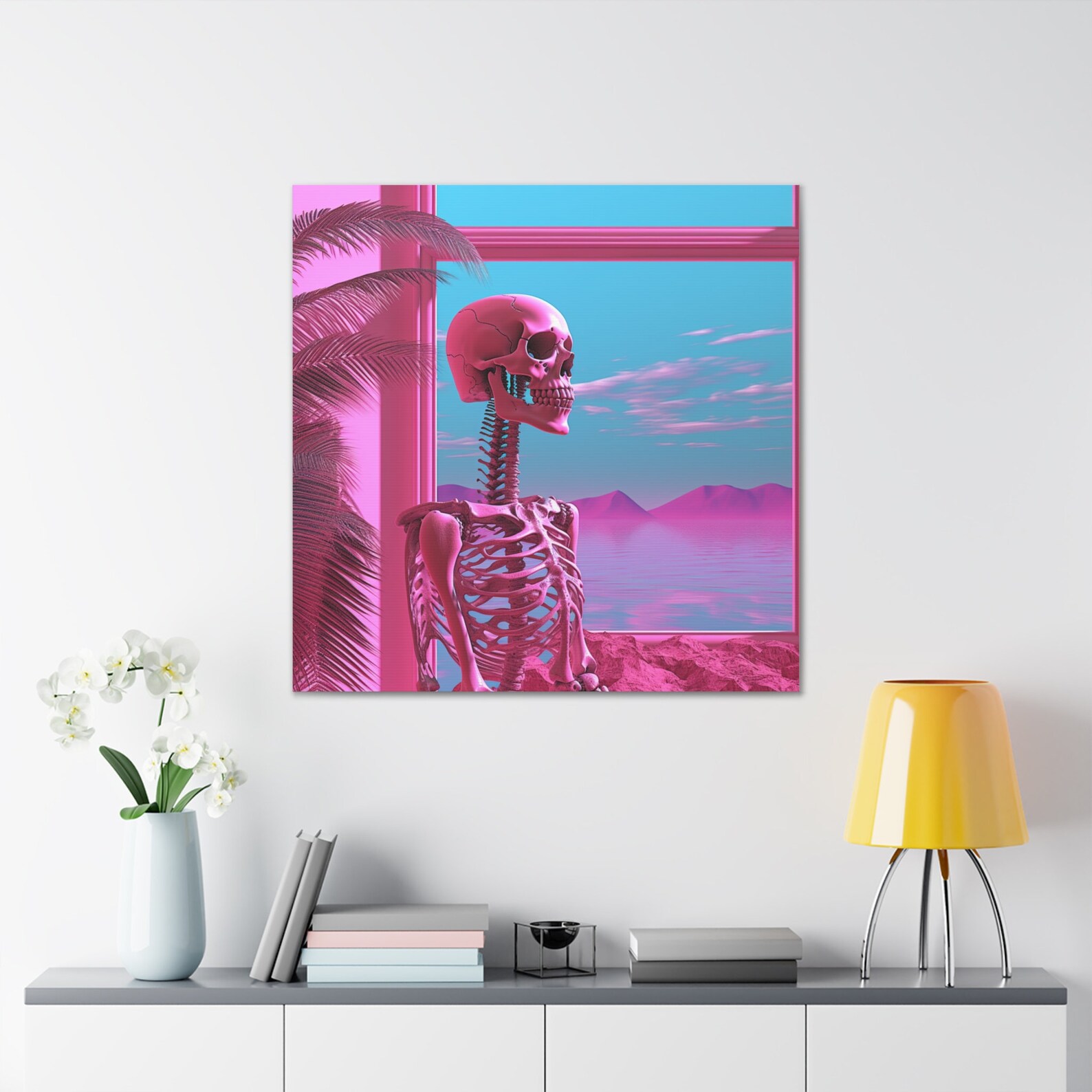 Canvas Gallery Wraps, Pigeoncore Paradise: Vaporwave Skeleton Vibes - Etsy