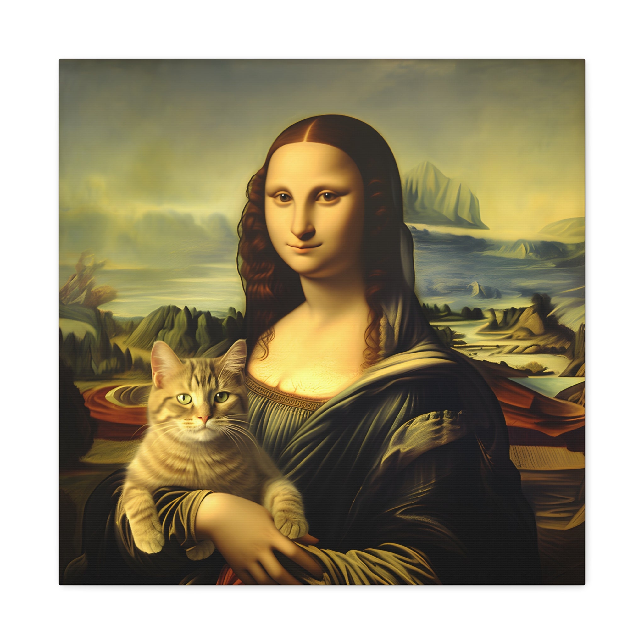 Cat and Mona Lisa Mashup: High-quality, Funny Art Print for Cat Lovers ...