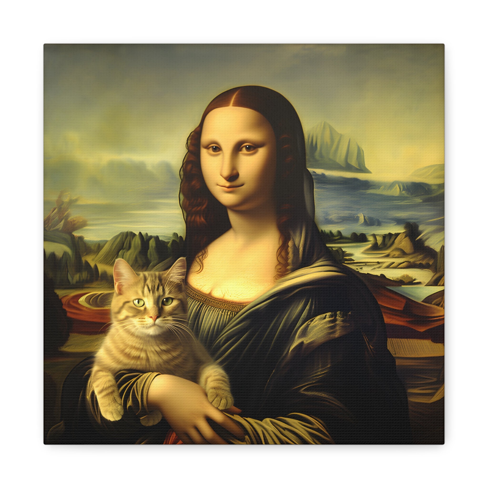 Cat and Mona Lisa Mashup: High-quality, Funny Art Print for Cat Lovers ...