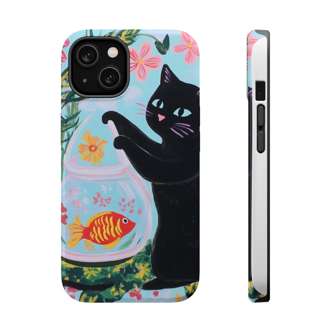 Black Cat & Fishbowl, Magnetic Tough Cases - Etsy